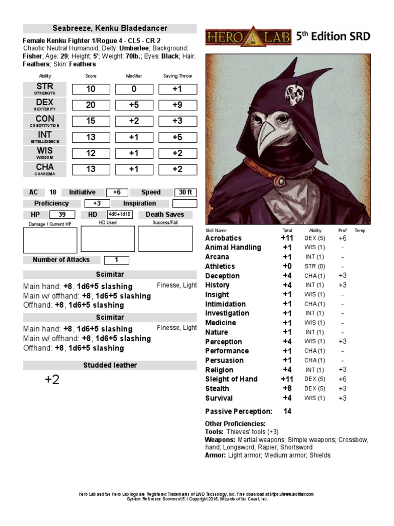 Seabreeze the Kenku Swashbuckler | PDF