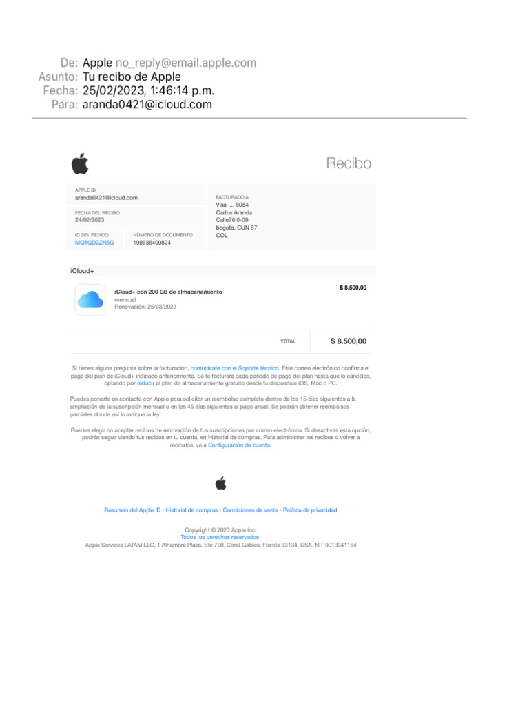 Tu Recibo de Apple | PDF