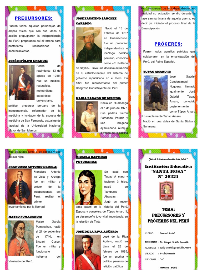 Triptico DE PROCERES | PDF | Perú | América del Sur