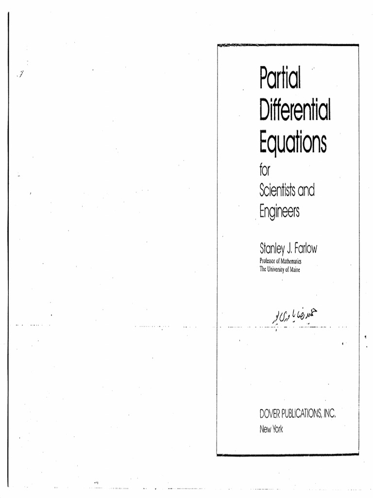 Dover Books On Mathematics Stanley J Farlow Partial Differential Equations For Scientists And