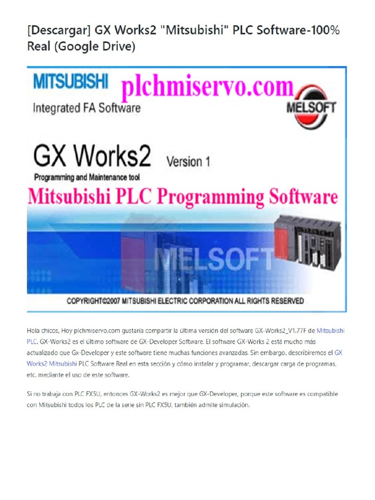 GX Works2 Mitsubishi PLC Software Instrucciones de Instalaciones | PDF ...