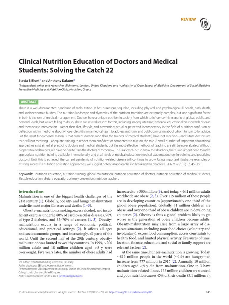 Clinical Nutrition Education Of Doctors And Medical Pdf Physician