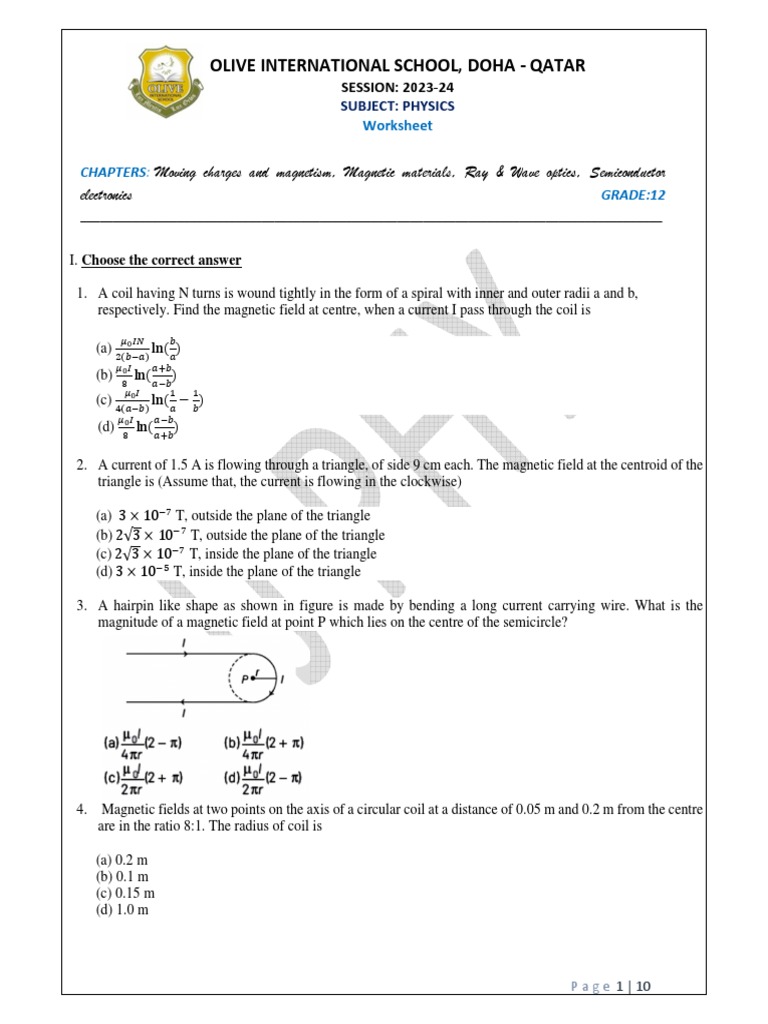 Phy G12 MCQ 1 2023 | PDF | Diffraction | P–N Junction