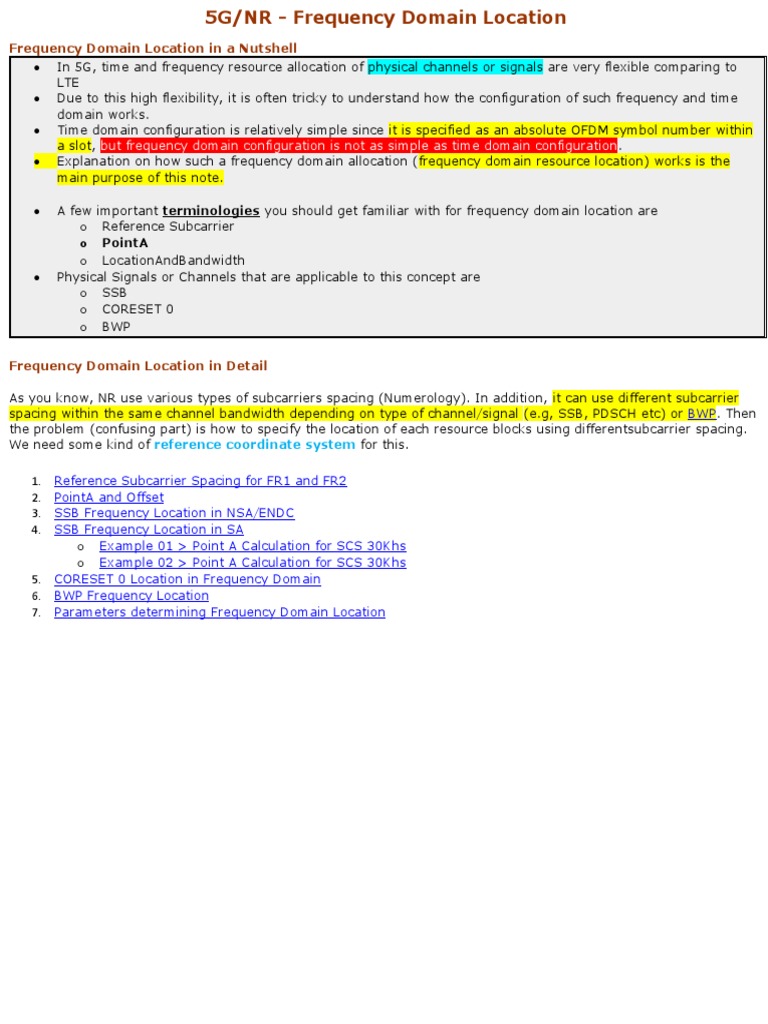 5G NR - Frequency Domain Location | PDF | Hertz | Computing