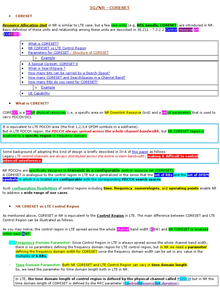 5G NR - Coreset | PDF | Orthogonal Frequency Division Multiplexing | Bandwidth (Signal Processing)