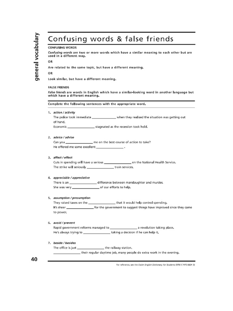 Confusing words and false friends | PDF