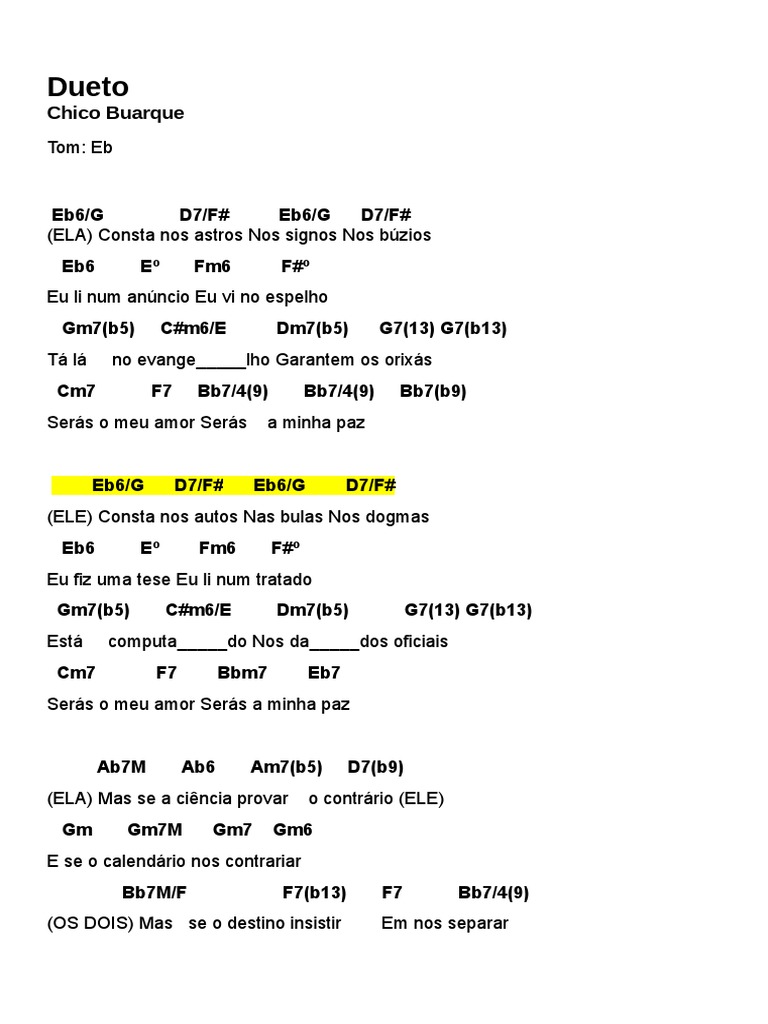 Dueto - Chico Buarque (Eb) | PDF