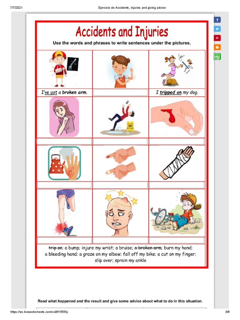 Accidents, Injuries and Giving Advice Exercise | PDF