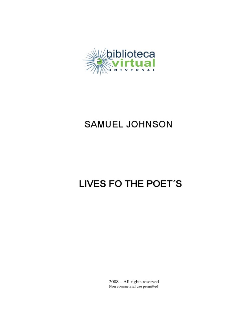 Lives of The Poets (Inglés) Autor Samuel Johnson | PDF