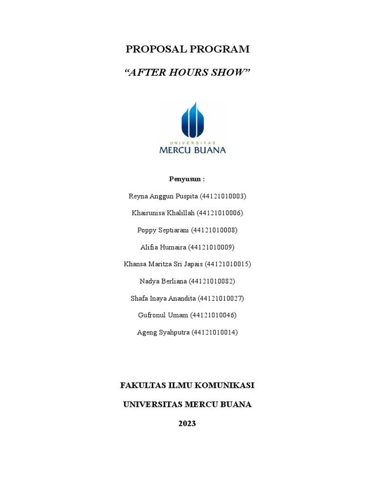 Proposal Program - Kelompok 1 | PDF | Seni