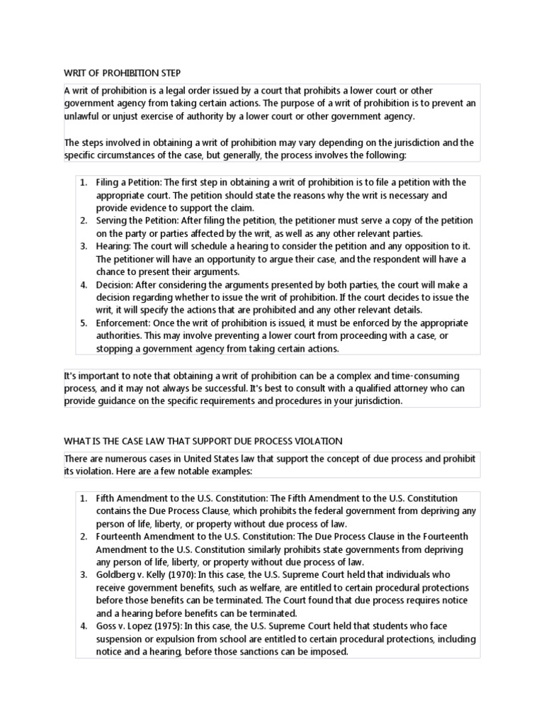 Writ Of Prohibition Step Download Free Pdf Fourteenth Amendment To