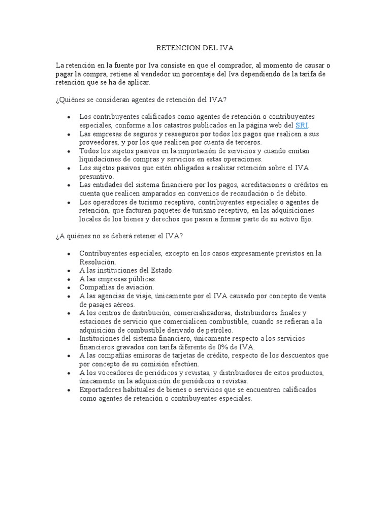 RETENCION DEL IVA | PDF