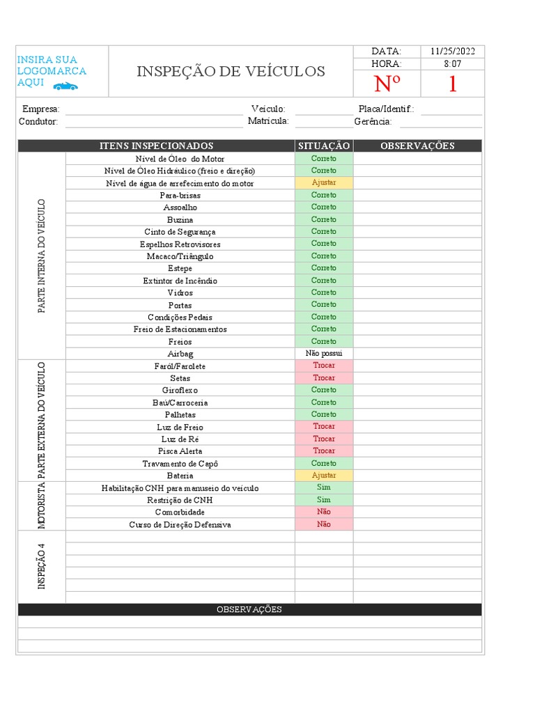 Check List de Veiculos | Download grátis PDF | Tecnologias automotivas ...