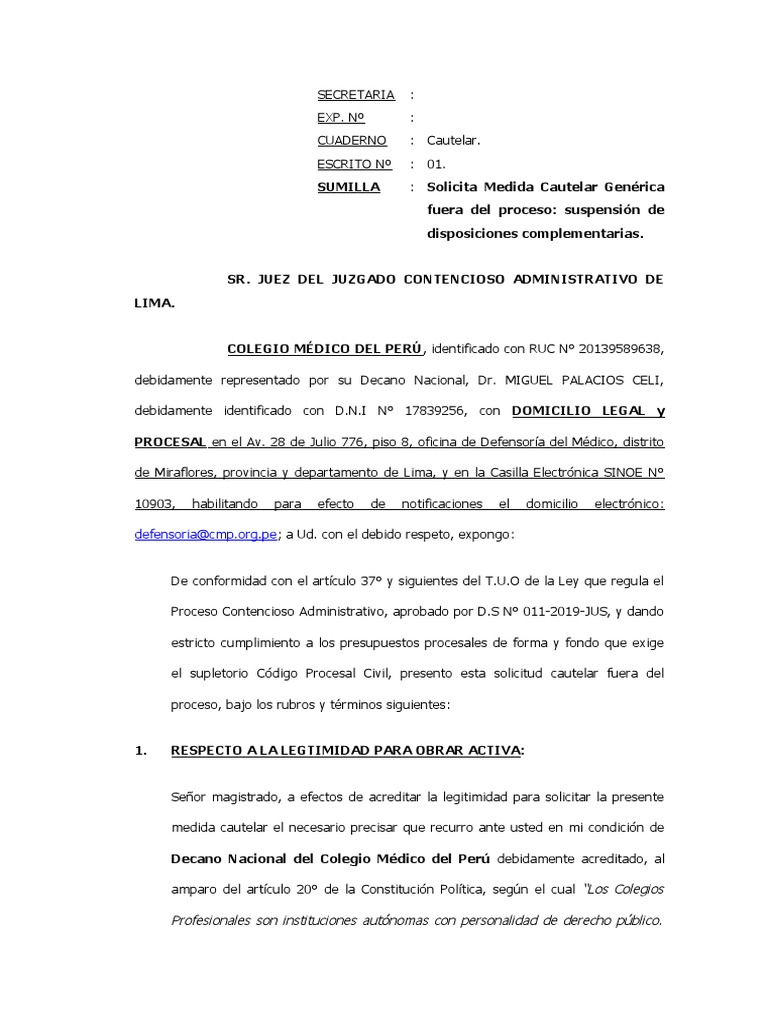 Medida-Cautelar-Genérica. - Proceso Contencioso Administrativo ...