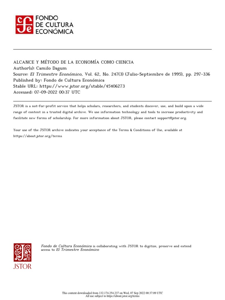 Alcance y Metodo de La Economia Como Cienc - Camilo Dagum | PDF ...