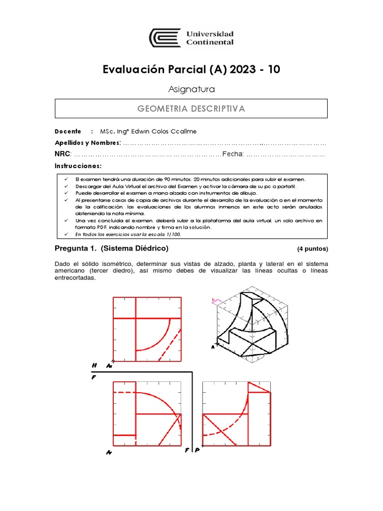 Examen Parcial 2022-1 Solución | PDF | Geometría