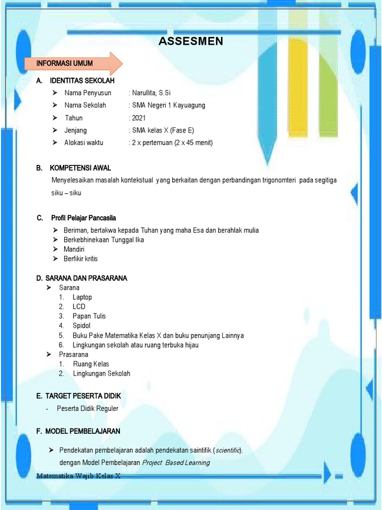 25 Asesmen Modul Ajar Matematika Kelas X Pdf