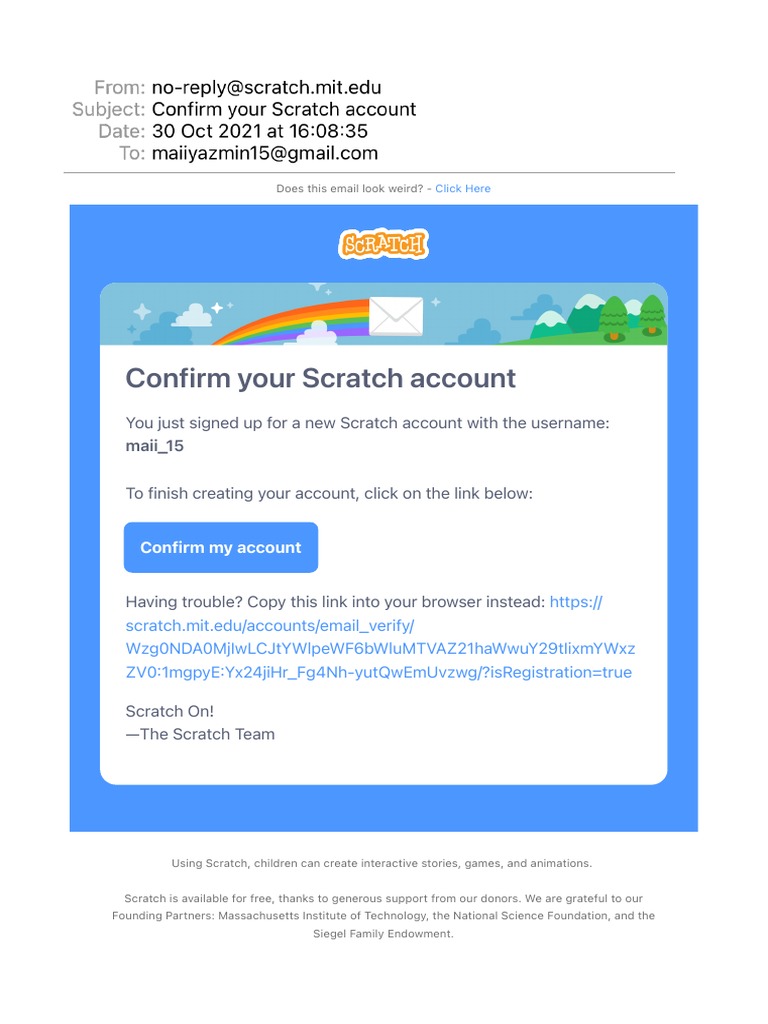 Confirm Your Scratch Account Now | PDF