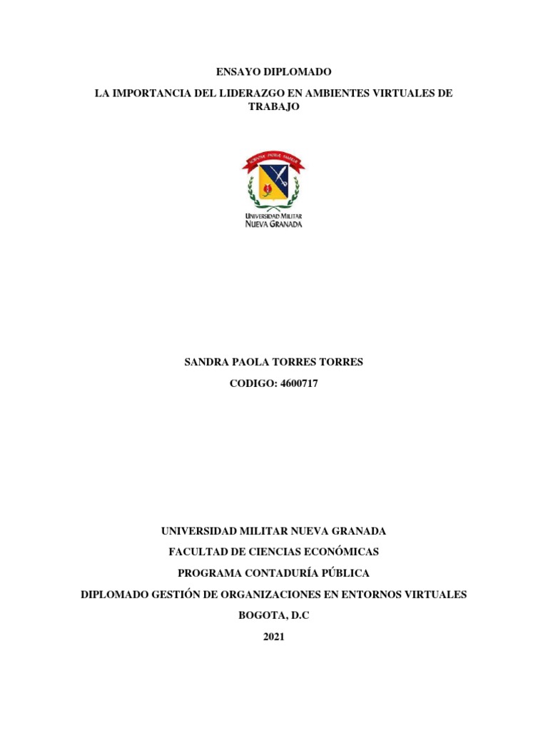 Torres Torres Sandra Paola 2021 Pdf Liderazgo Grupo De Trabajo