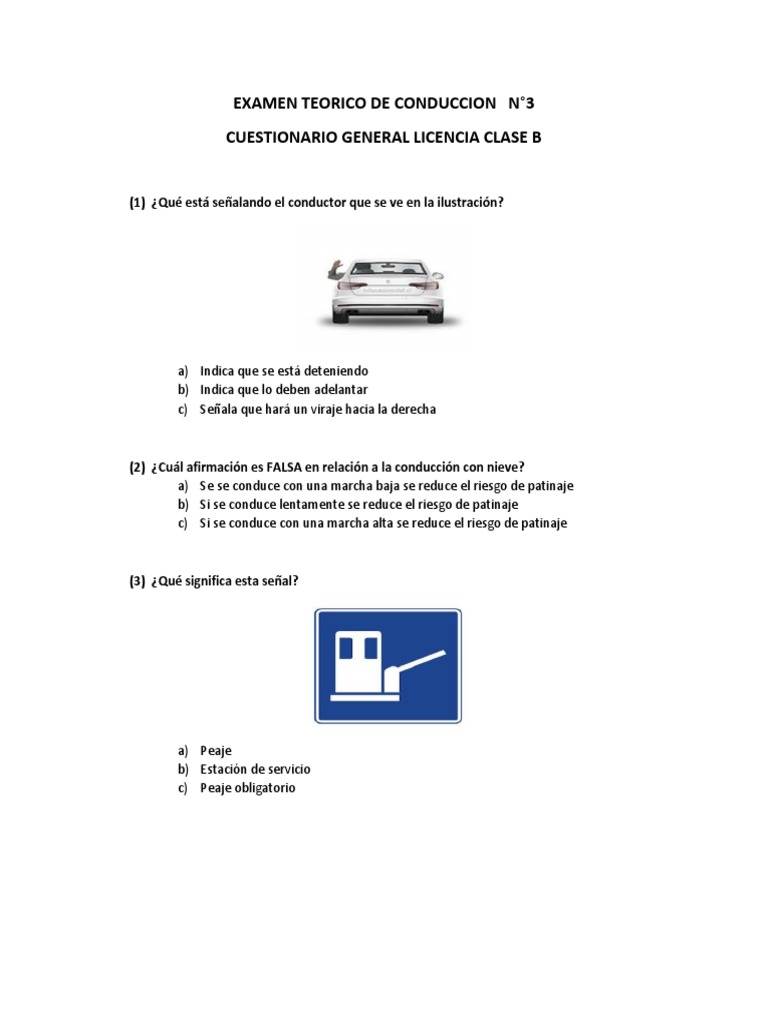 Cuestionario Examen Teórico Clase B | PDF | Peatonal | Neumático