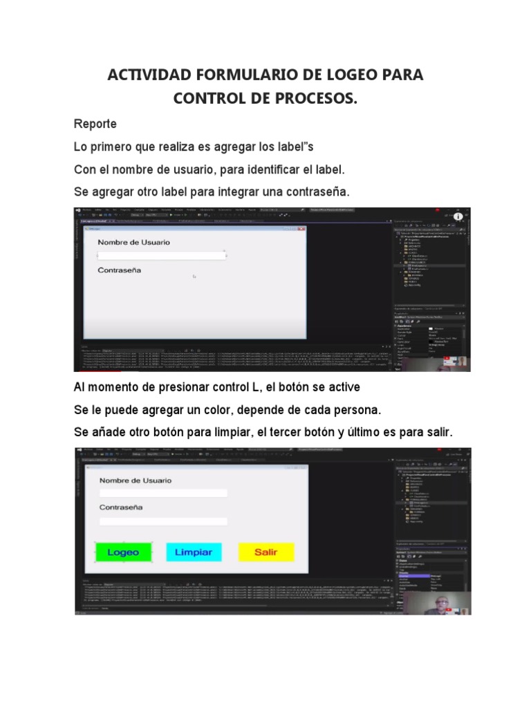 Actividad Formulario de Logeo para Control de Procesos | PDF