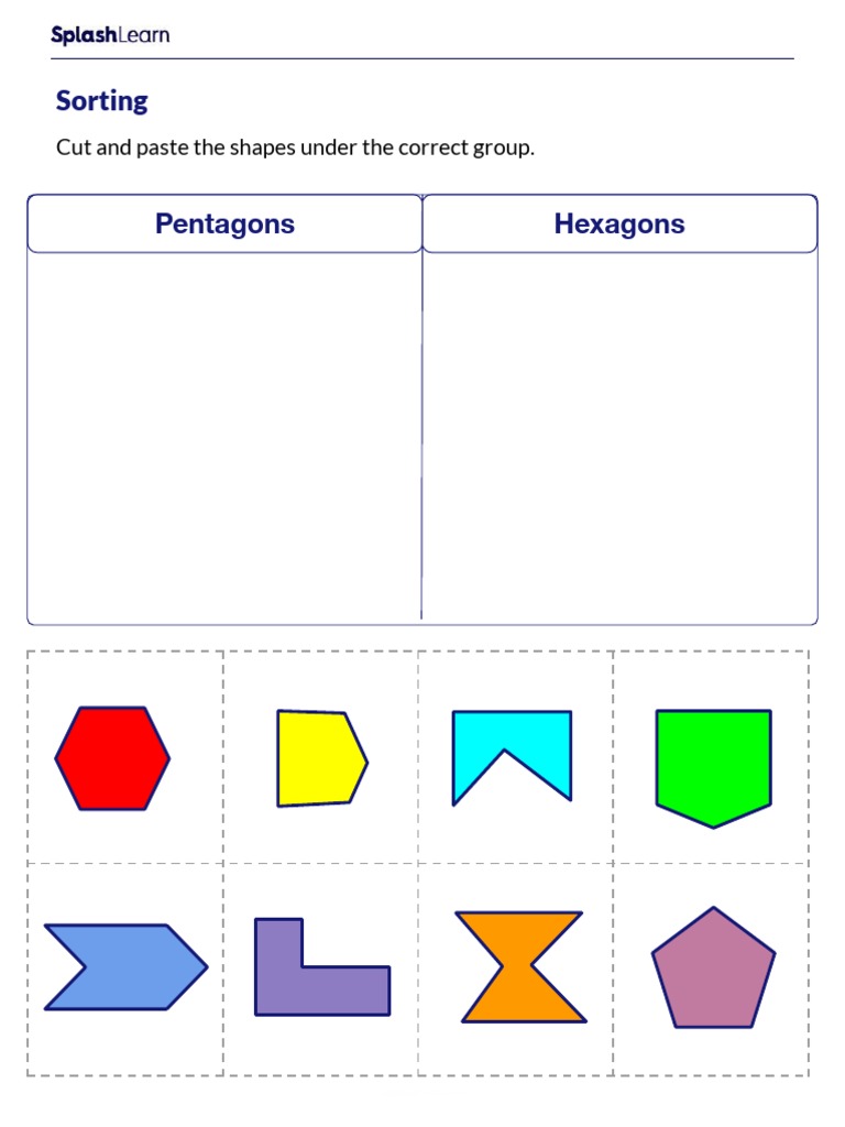 Sorting Shapes as Pentagons and Hexagons Worksheet | PDF
