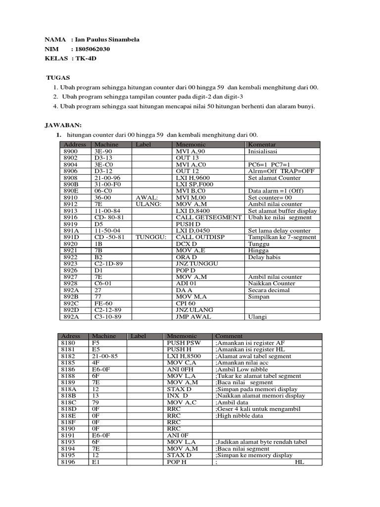 Modifikasi Program Counter 00-59 | PDF