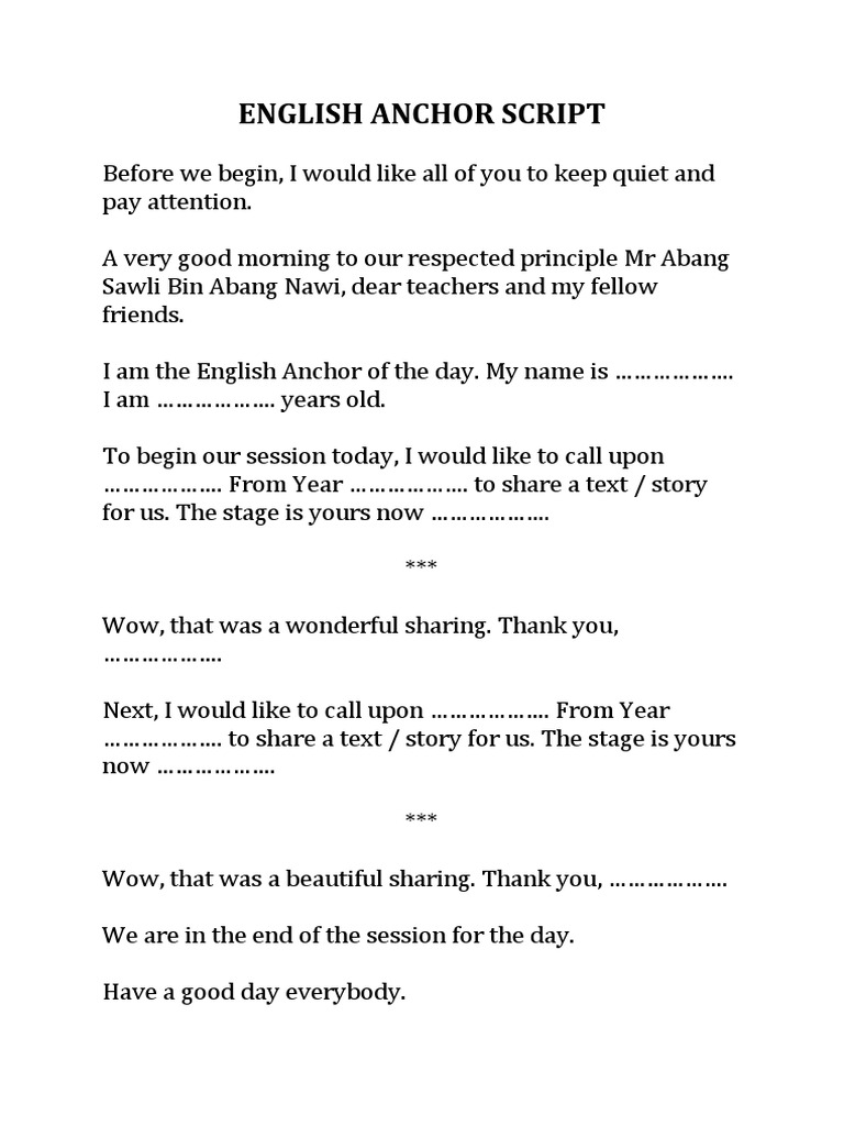 English Anchor Script | PDF