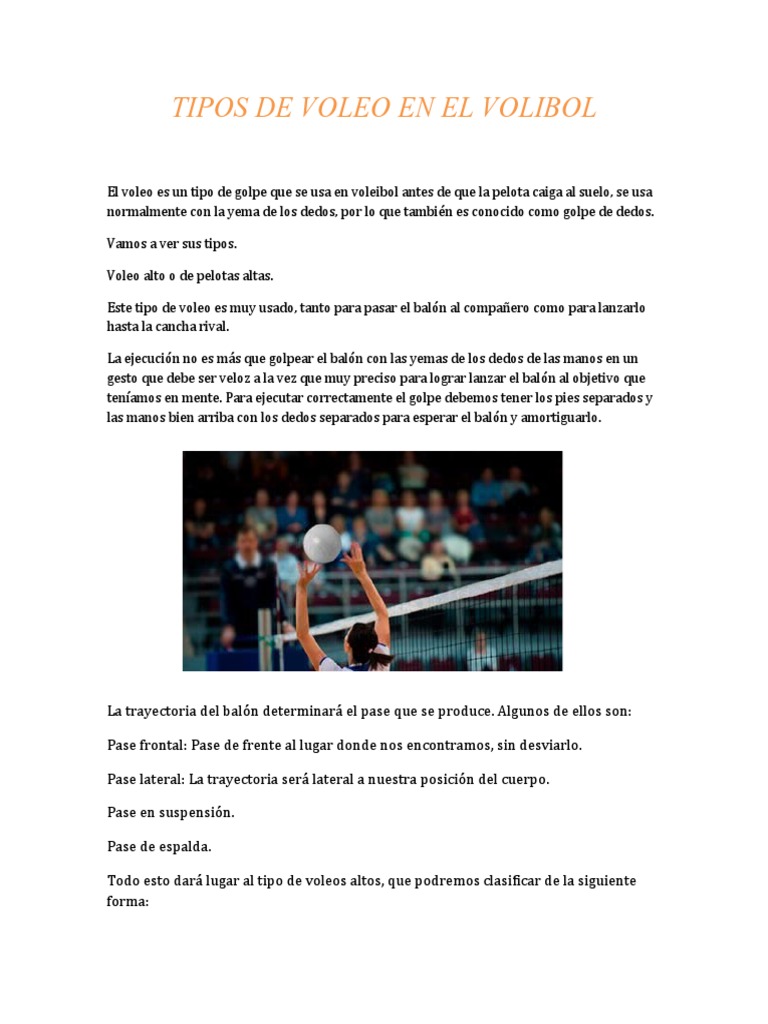Tipos de Voleo en Voleibol | PDF | Vóleibol