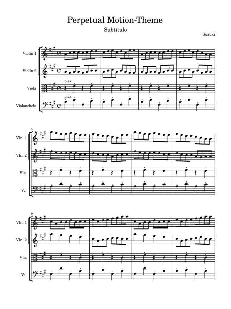 Perpetual Motion-Theme Score | PDF | String Instruments