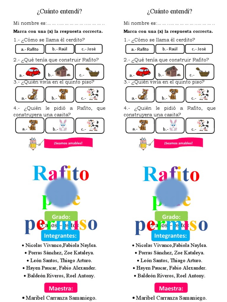 Actividades sobre Rafito y su cuento | PDF