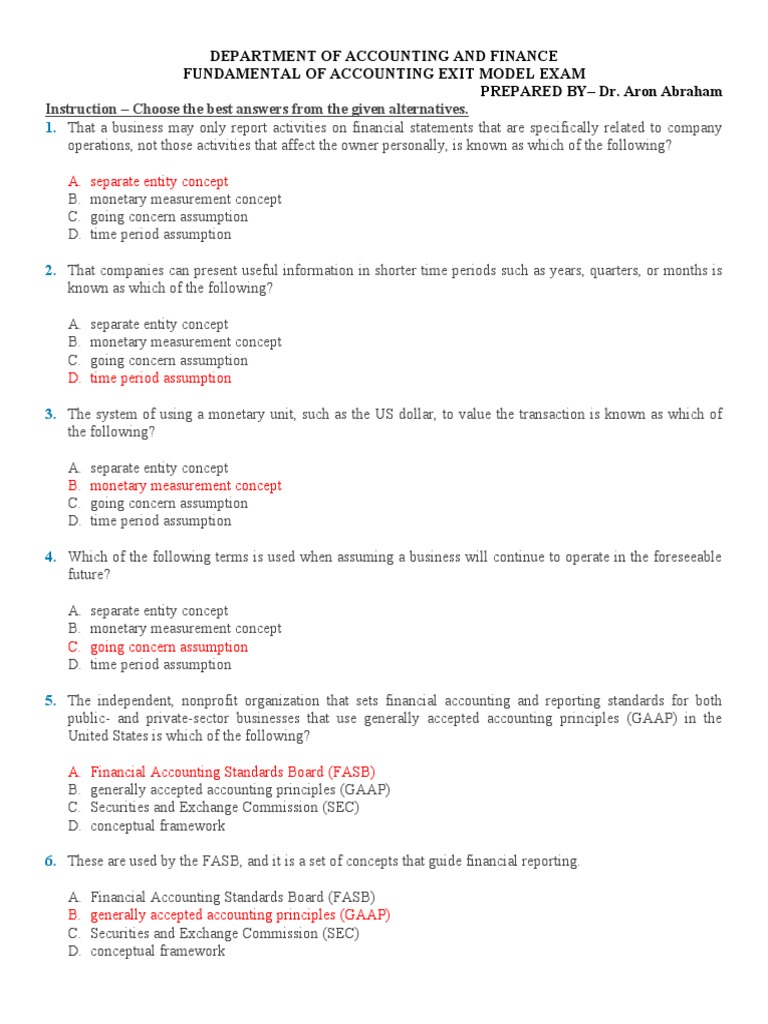 Accounting Fundamentals Exam Review | PDF | Debits And Credits ...