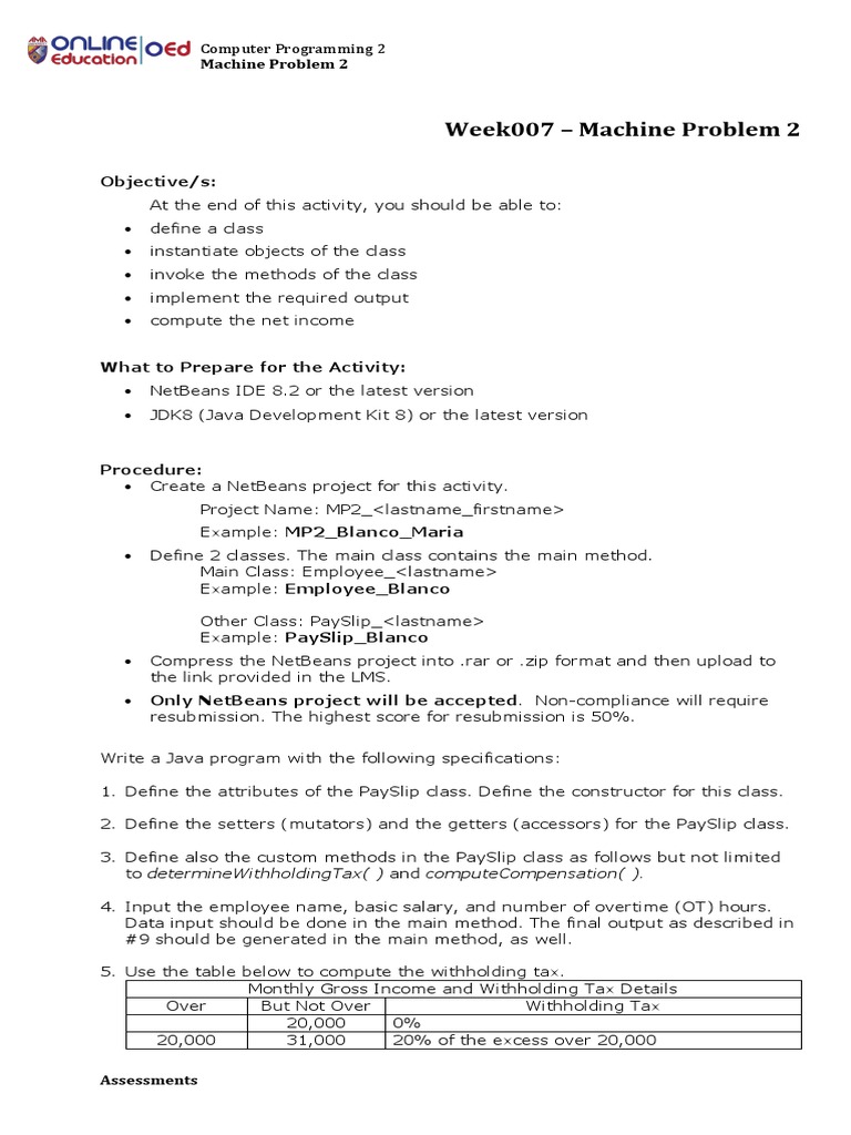 Week7 Machineproblem2 09072021a Pdf Class Computer Programming Method Computer Programming 
