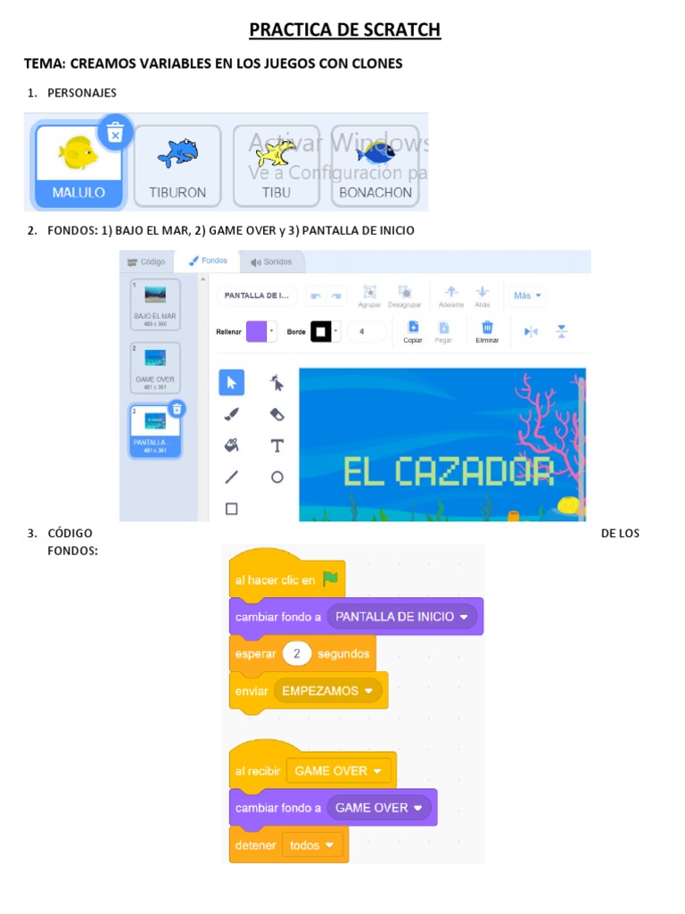 Variables en Juegos Scratch: Guía Práctica | PDF