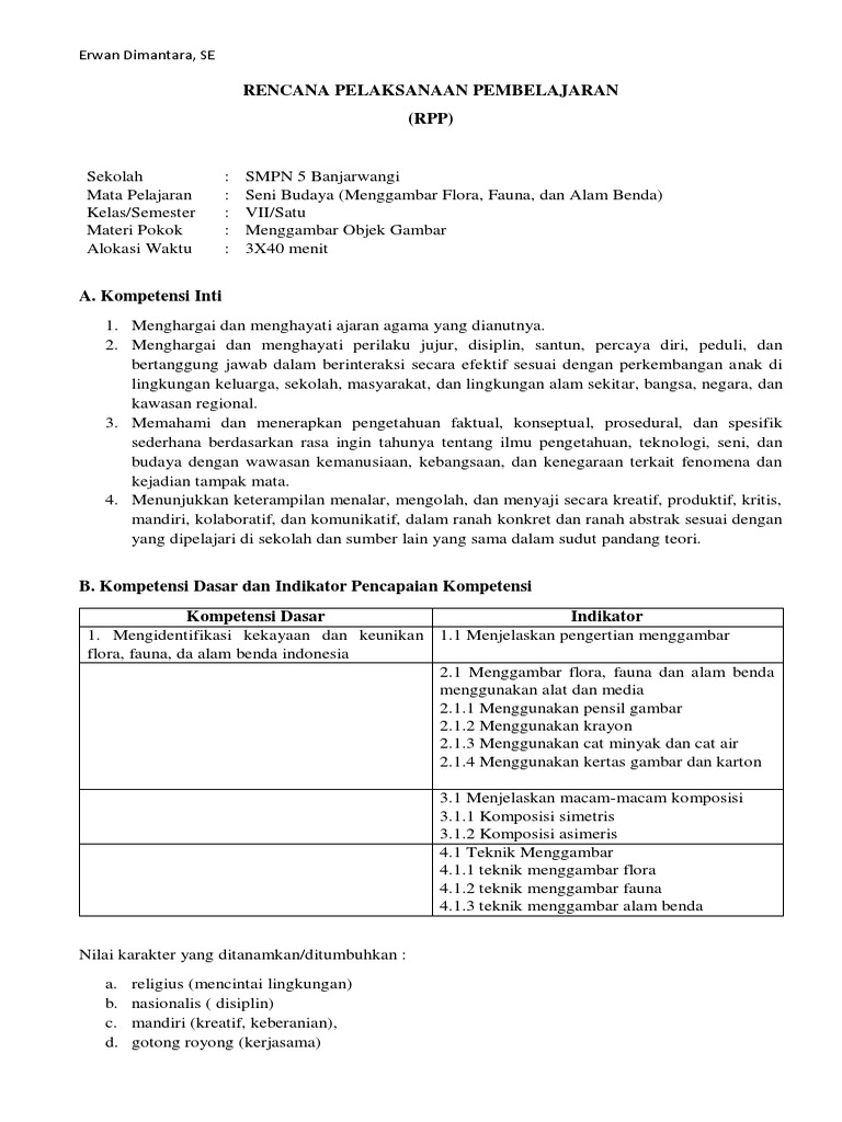 Contoh RPP Praktek | PDF