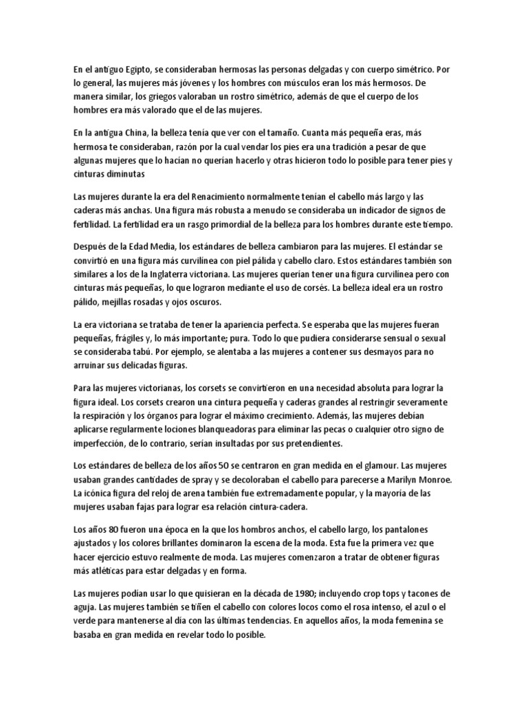 Estandares de Belleza A Traves Del Tiempo | PDF | Belleza