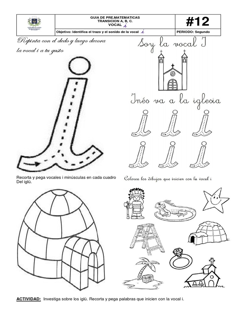 Actividades para la Vocal I en Preescolar | PDF | Artes del Lenguaje y ...