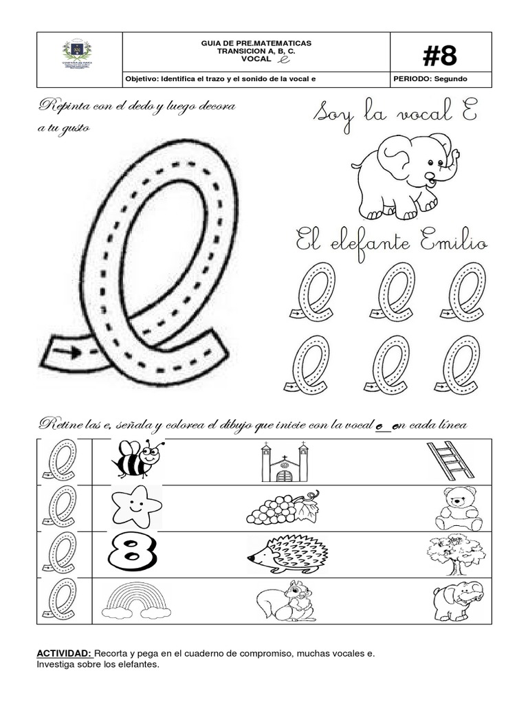 PRE- ESCRITURA GUIAS VOCAL E | PDF