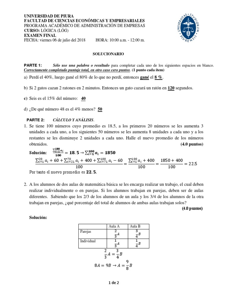 EF LOG 2018 I - Solución | PDF | Matemáticas