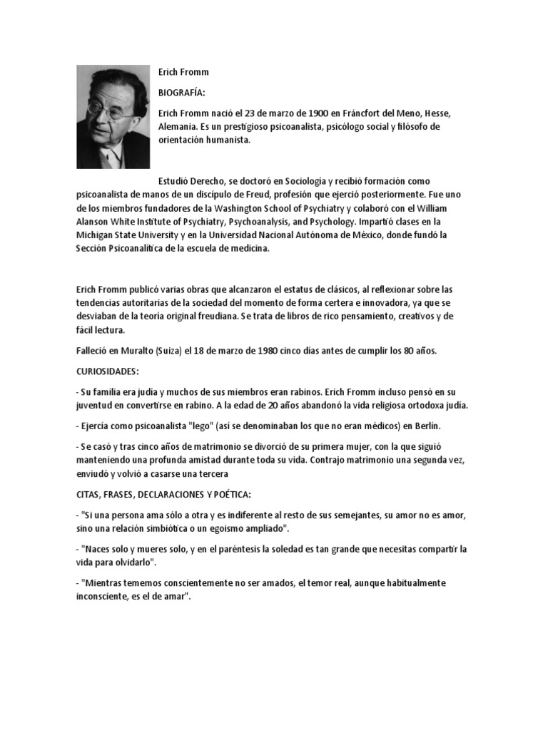 Biografía de Erich Fromm y Freud | PDF | Erich Fromm