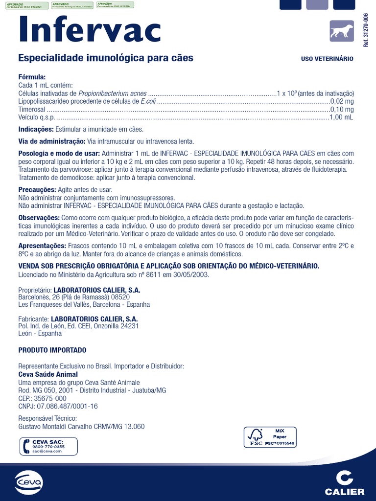 BULA Infervac | PDF | Cães | Medicina Clínica