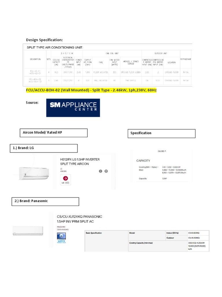 ACU vs FCU: Wall & Floor Mounted Specs | PDF