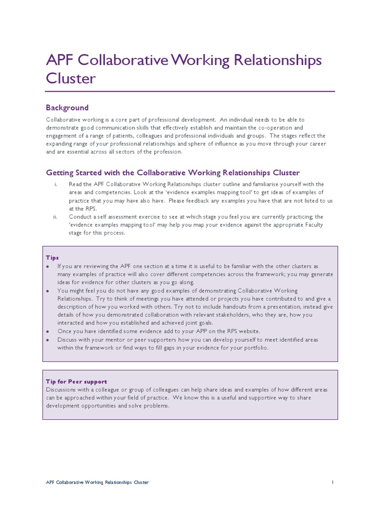 APF - Collaborative Working Relationships Cluster | PDF | Leadership ...