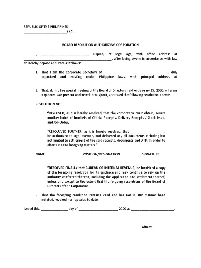 Board Resolution for Authorized Signatory | PDF | Governance | Justice