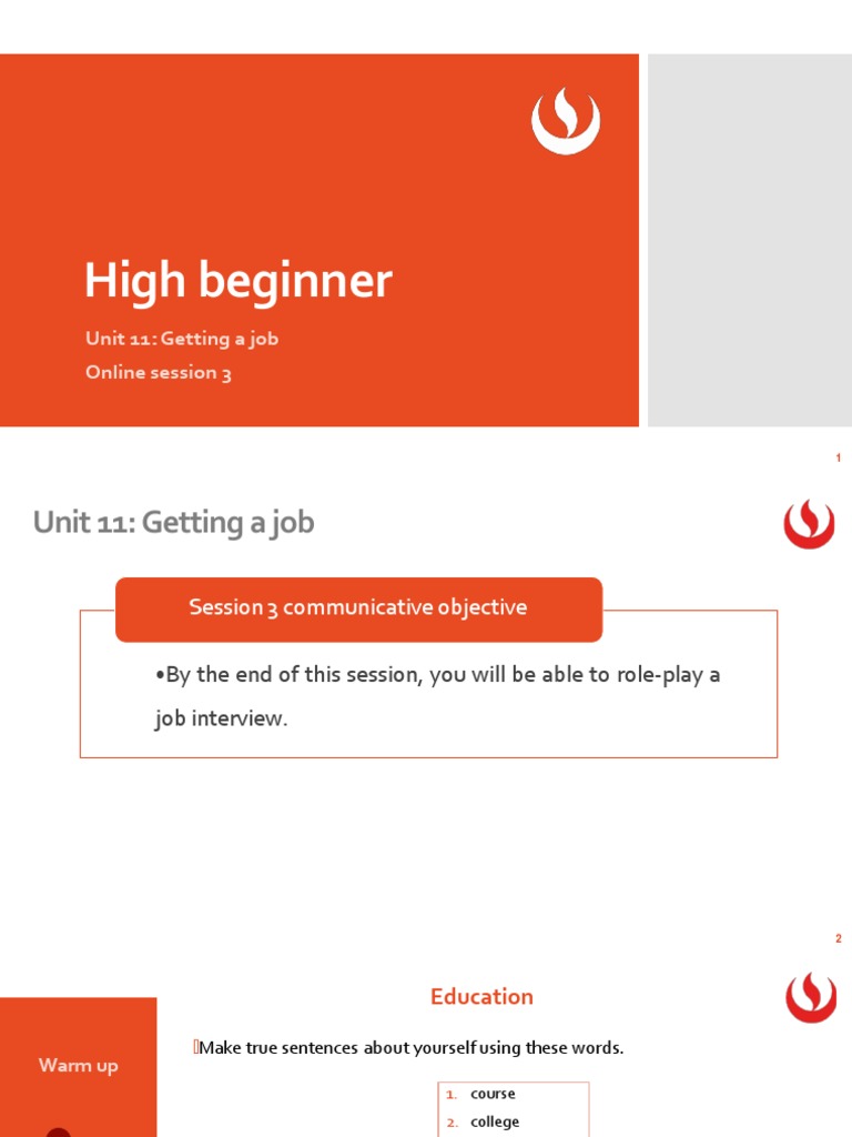 High Beginner: Unit 11: Getting A Job Online Session 3 | Download Free ...
