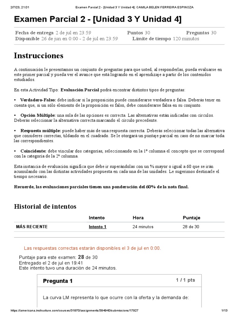Examen Parcial 2 - (Unidad 3 Y Unidad 4) - MACROECONOMIA II | PDF | Oferta (economía) | Producto ...