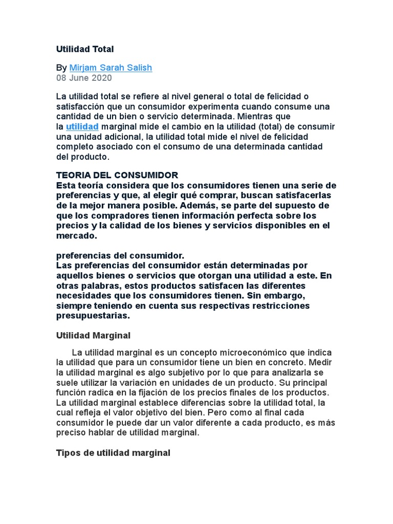 Teoridad Del Consumidor Romy | PDF | Utilidad marginal | Utilidad