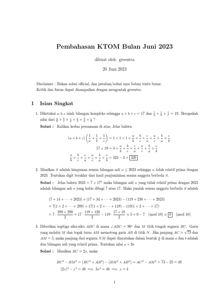 Pembahasan KTOM Juni 2023 Version 1.0 | PDF