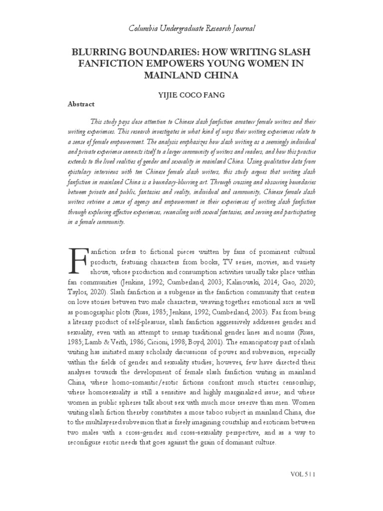 Fang (SF) - Blurring Boundaries - How Writing Slash Fanfiction Empowers ...