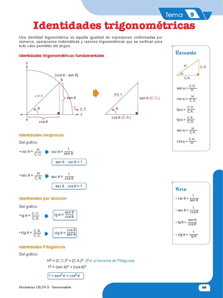 IDENTIDADES TRIGONOMETRICAS | PDF | Trigonometria | Matemática